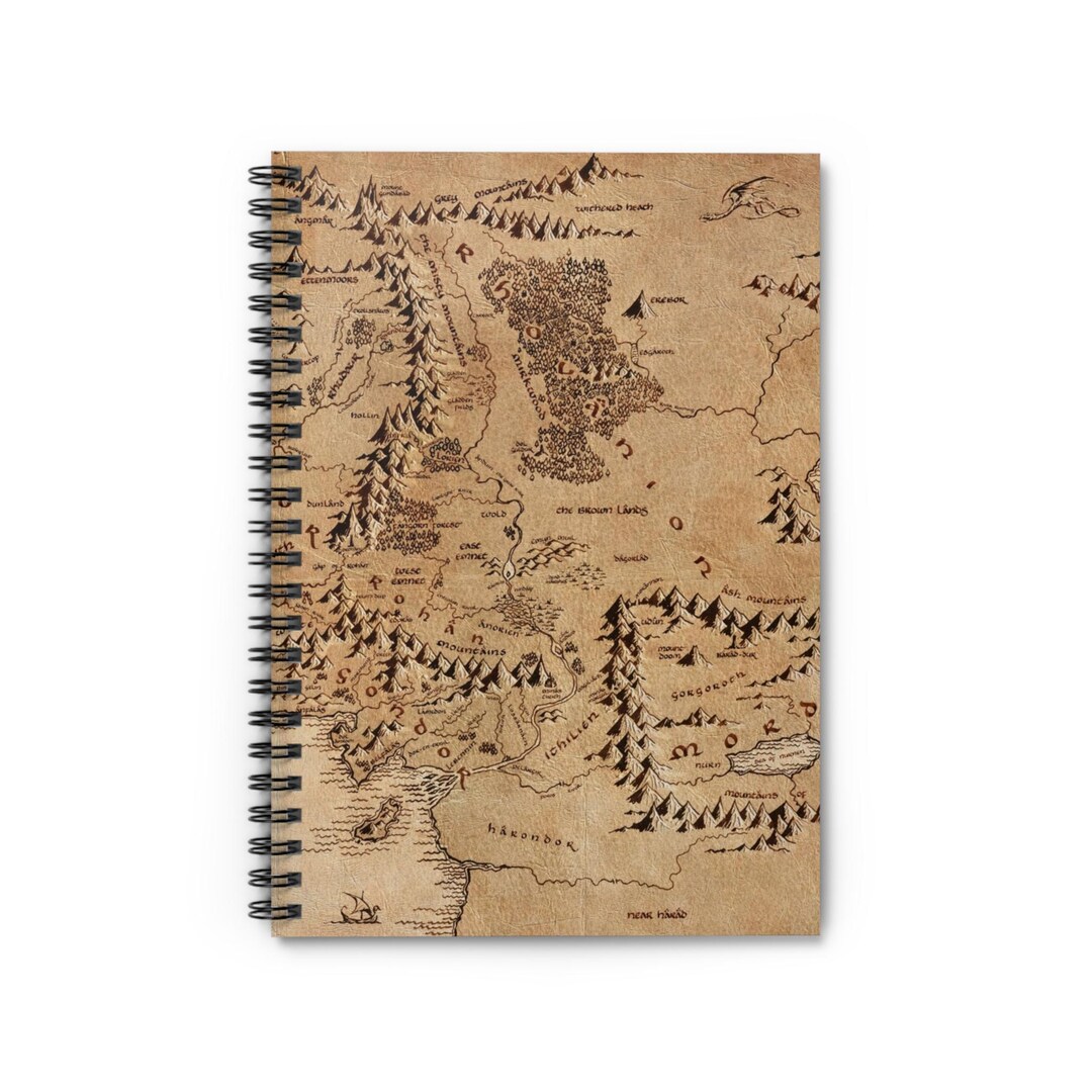 Tolkien Fantasy Map Spiral Notebook - Ruled Line Journal, Vintage ...