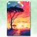 African Serengeti Sunset Wall Art Safari Print Africa Savanna ...