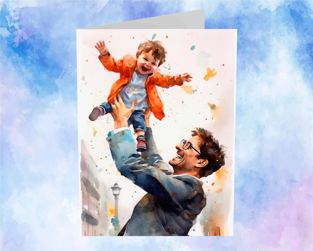 Watercolor Fathers Day Card Dad Gift for Him Daddy Father's Day Gift ...