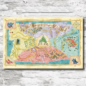 Land of Oz Map From the Wizard of Oz Illustration Art Print Wall Art Wicked Magic Gift Fantasy ...