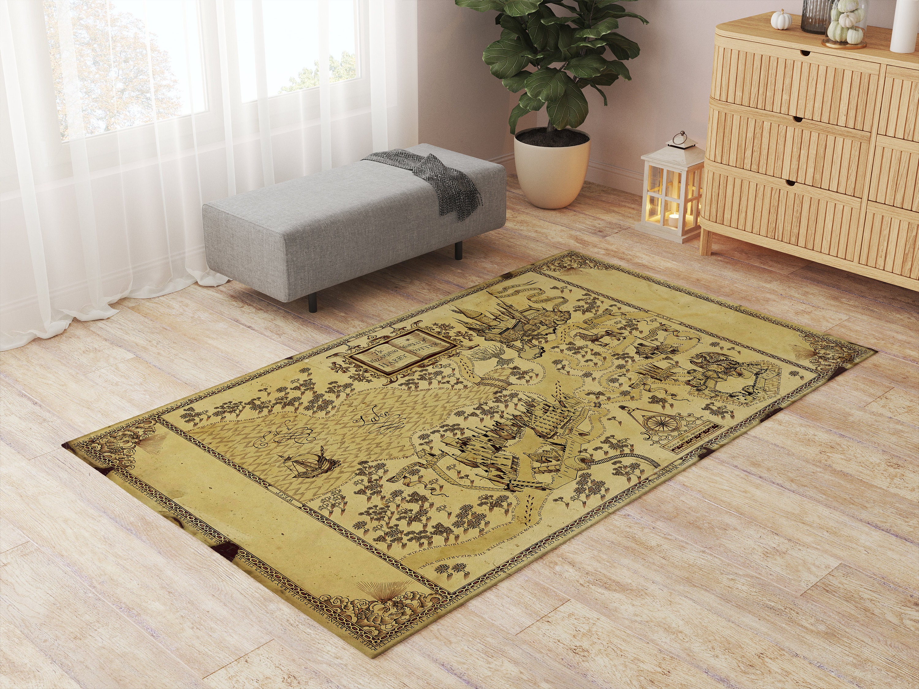 Wizard School Wizarding World Map Area Rug Potter Decorative - Etsy