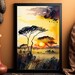 African Serengeti Sunset Wall Art Safari Print Africa Savanna ...