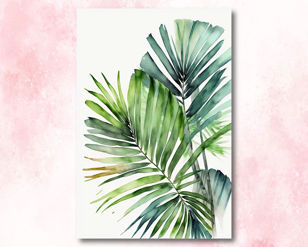 Palm Leaf Watercolor Print Botanical Nature Wall Art Palm Frond Plant ...