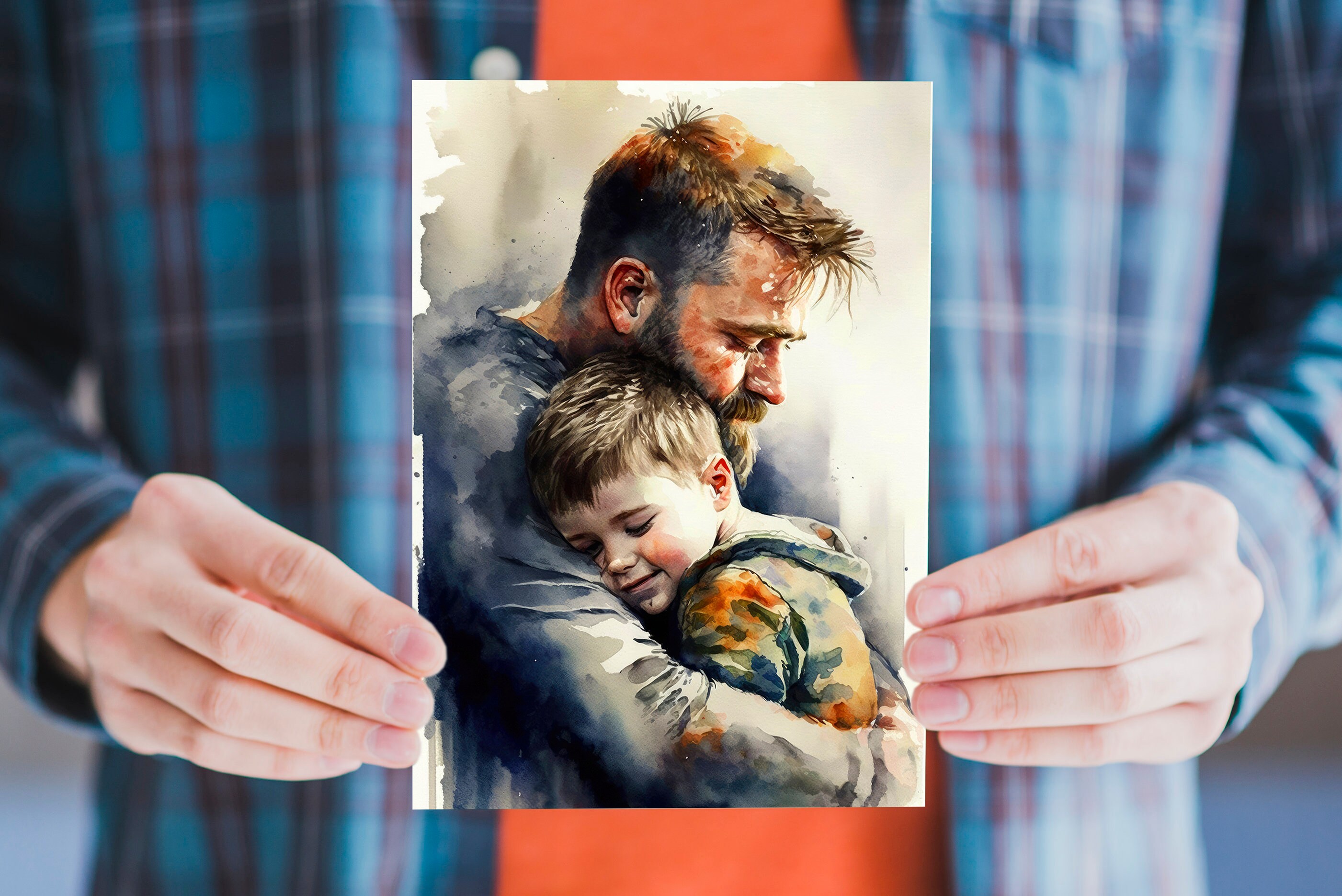 Father Son Fathers Day Card Watercolor Dad Gift for Him Daddy - Etsy