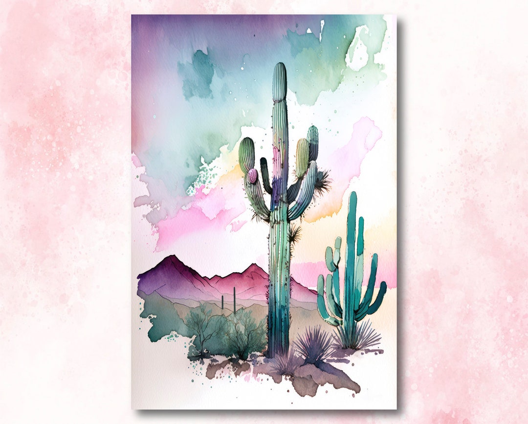 Desert Saguaro Cactus Sunset Wall Art Print Southwest Sonoran ...