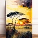 African Serengeti Sunset Wall Art Safari Print Africa Savanna ...
