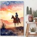 Cowboy Sunset Art Print Americana Watercolor Painting Rodeo Poster or ...