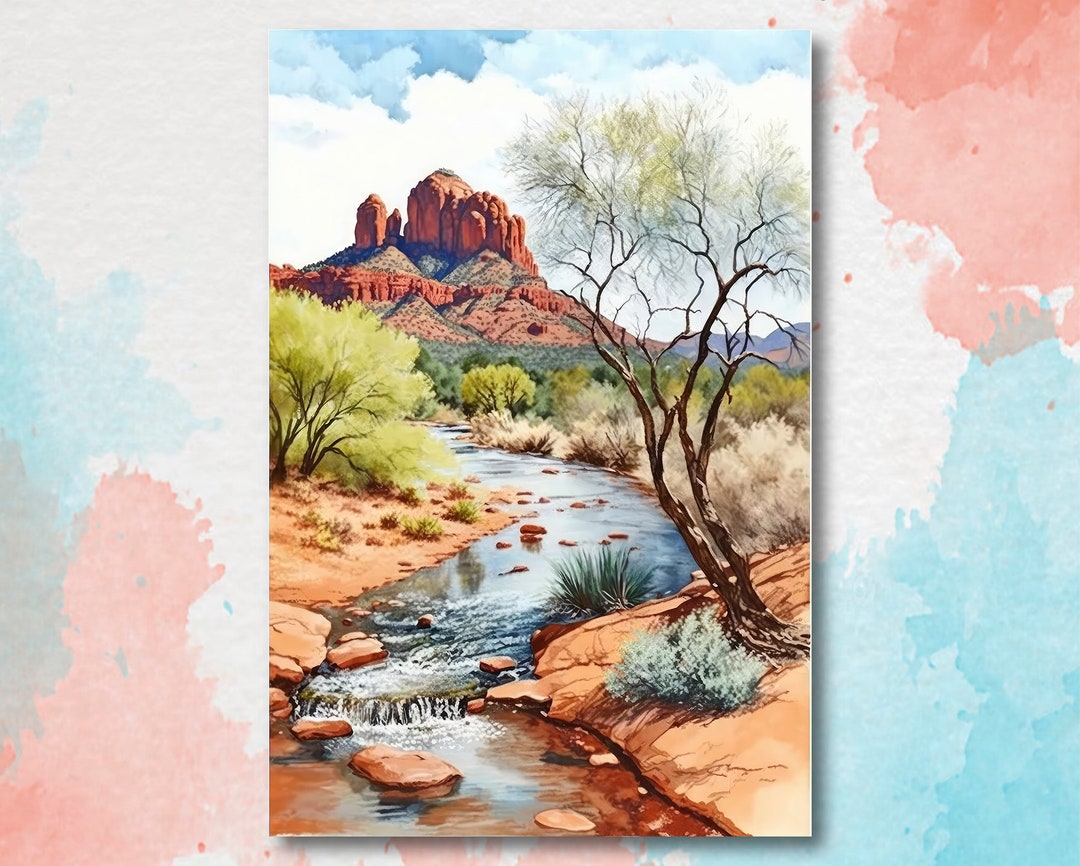 Watercolor Sedona Print Arizona Southwest Wall Art Landscape Art Gift ...