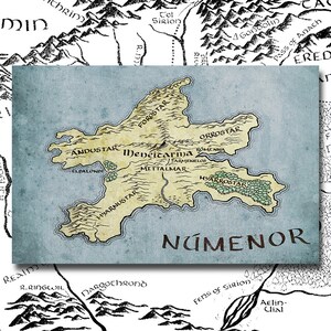 Numenor Silmarillion Map Art Print, Númenor Vintage Fantasy World ...