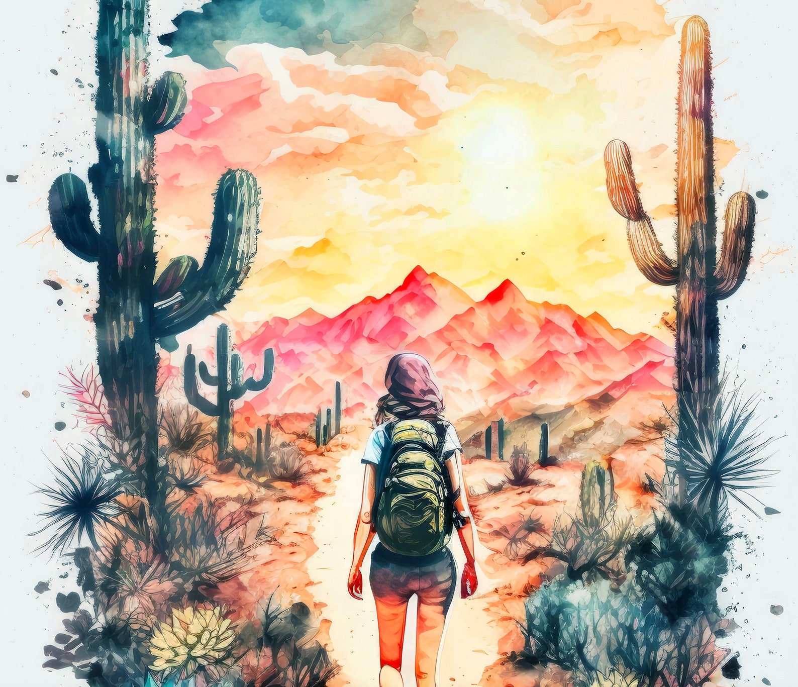 Hiking Desert Trail Sunset Wall Art Backpacking Camping Nature - Etsy