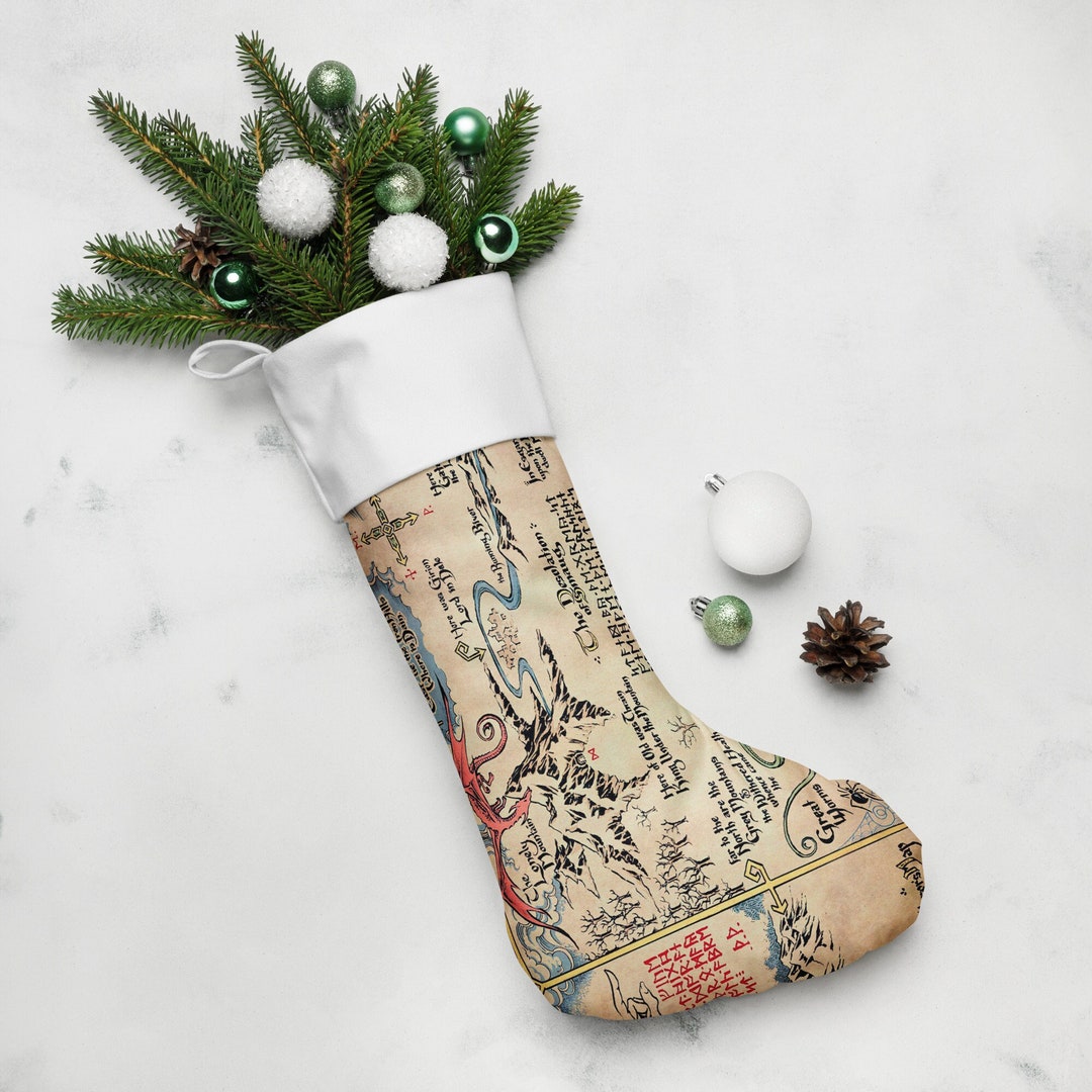 Hobbit Map Christmas Stocking, Lord of the Rings Middle Earth Tolkien ...