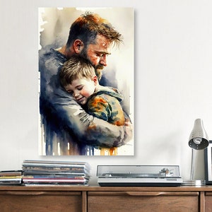 Father Son Watercolor Painting Fathers Day Gift for Him Print Cute Dad ...