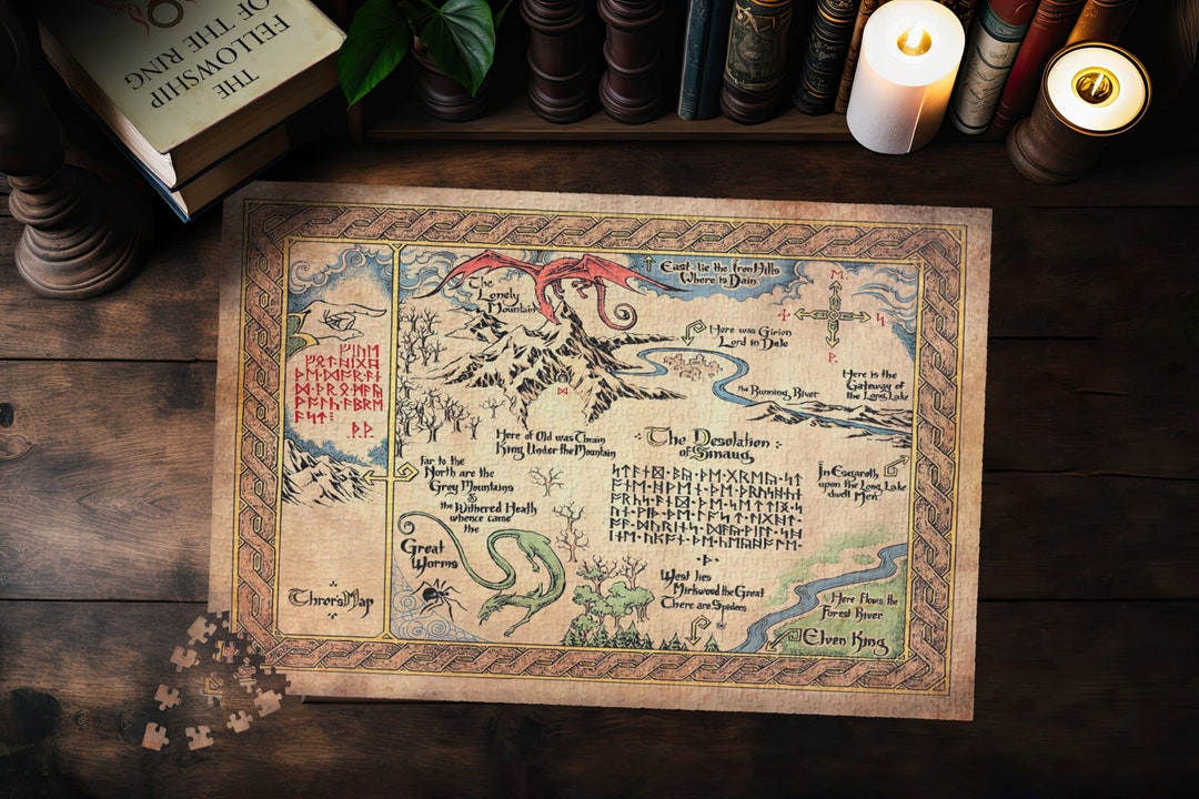 Thorin's Map Hobbit Jigsaw Puzzle, Tolkien Game Fantasy Gift (110, 252 ...