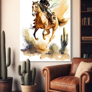Western Cowboy Bronco Rodeo Poster or Canvas Art Horseback Riding Print ...