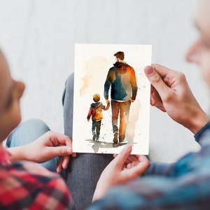 Watercolor Fathers Day Card Dad Gift for Him Daddy Father's Day Gift ...