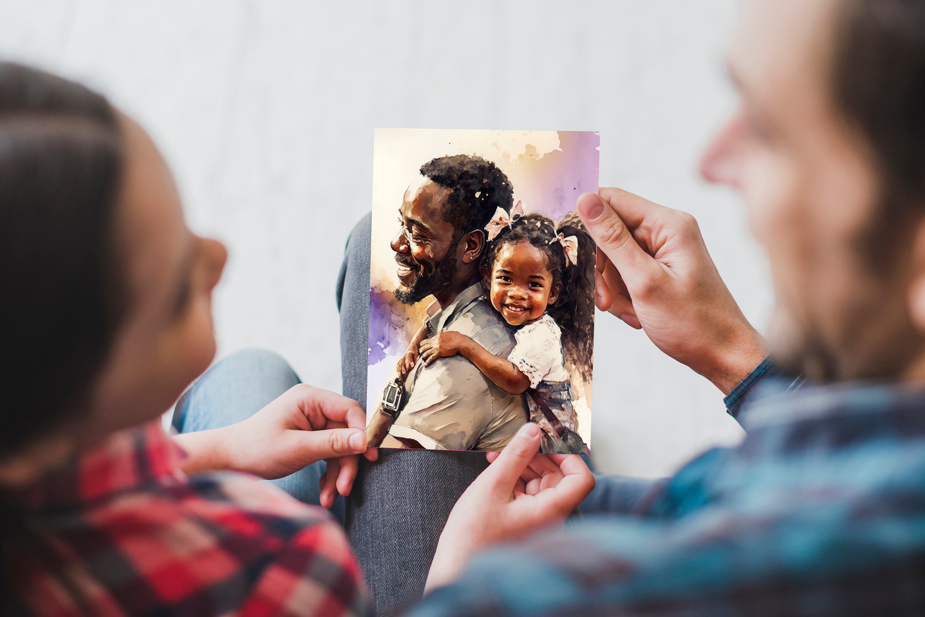 African American Fathers Day Card Watercolor Dad T For Him Etsy