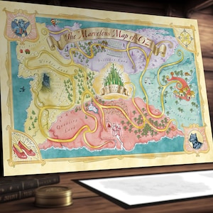 Land of Oz Map From the Wizard of Oz Illustration Art Print Wall Art Wicked Magic Gift Fantasy ...