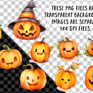 Halloween Jack O Lantern Kawaii Pumpkin PNG Clipart Bundle, Cute Fall ...