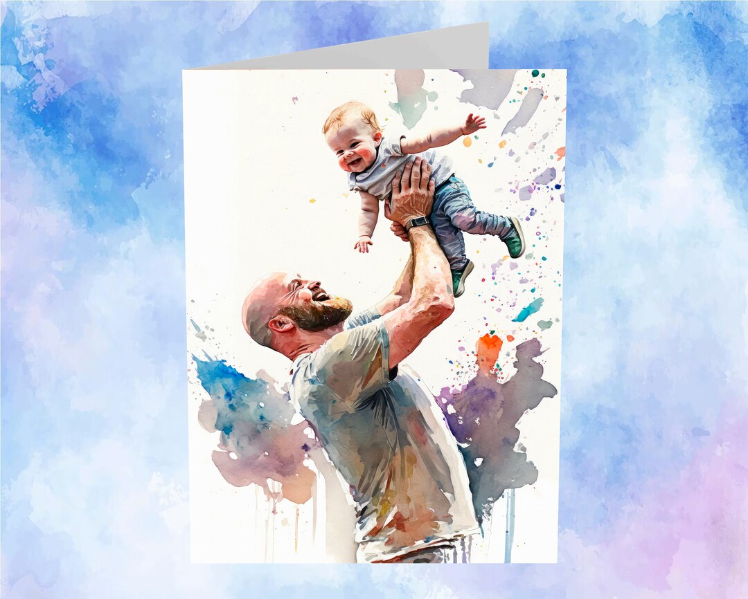 Watercolor Fathers Day Card Dad Gift for Him Daddy Father's Day Gift ...