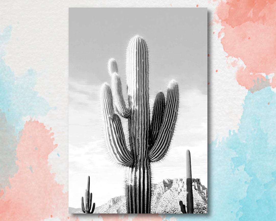 Saguaro Cactus Desert Landscape Watercolor Print Colorful Wall Art ...