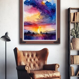 Nature Inspired Abstract Sunset Wall Art Print Minimalist Painting ...