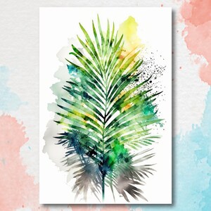 Palm Leaf Watercolor Print Botanical Nature Wall Art Palm Frond Plant ...