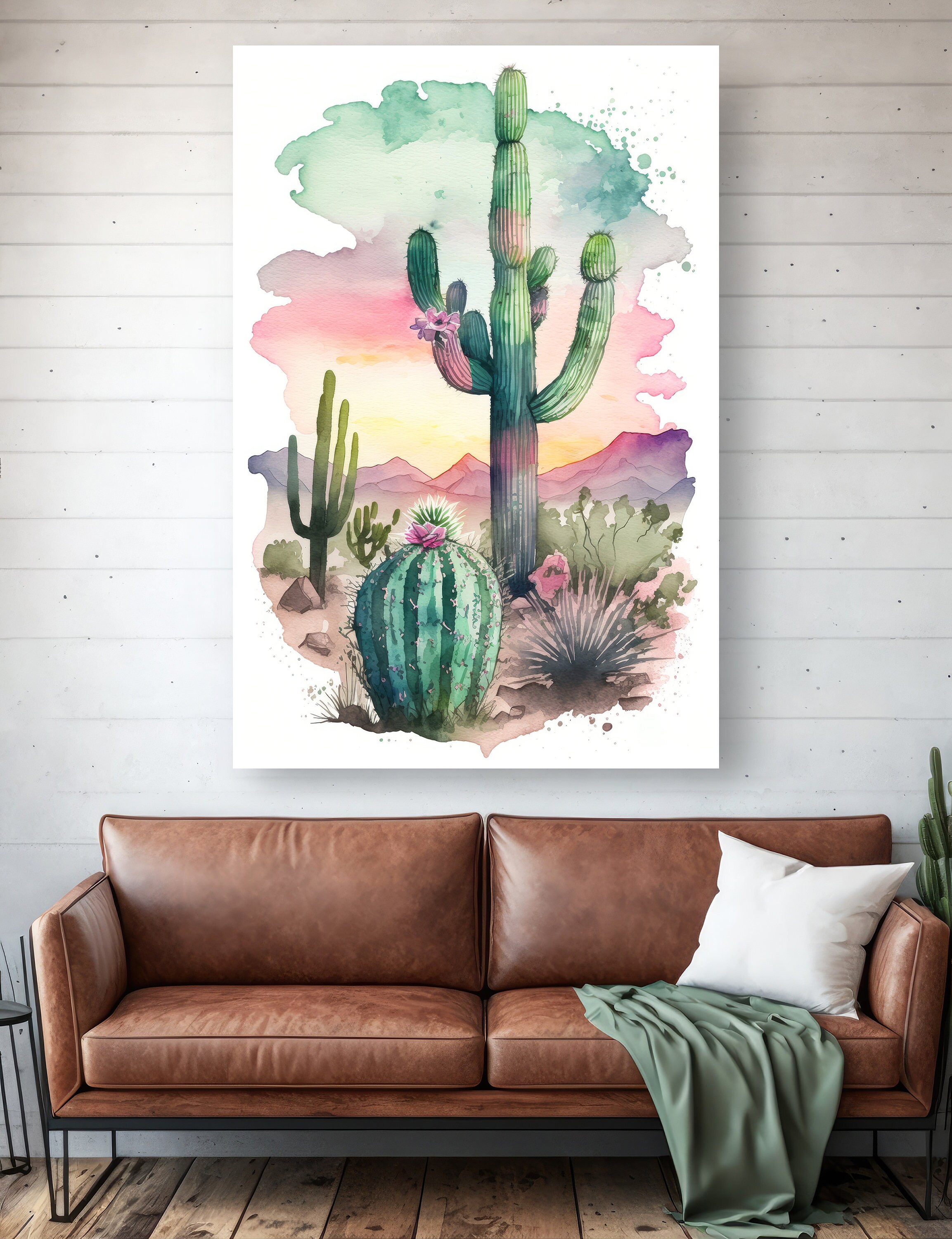 Desert Saguaro Cactus Sunset Wall Art Print Southwest Sonoran ...