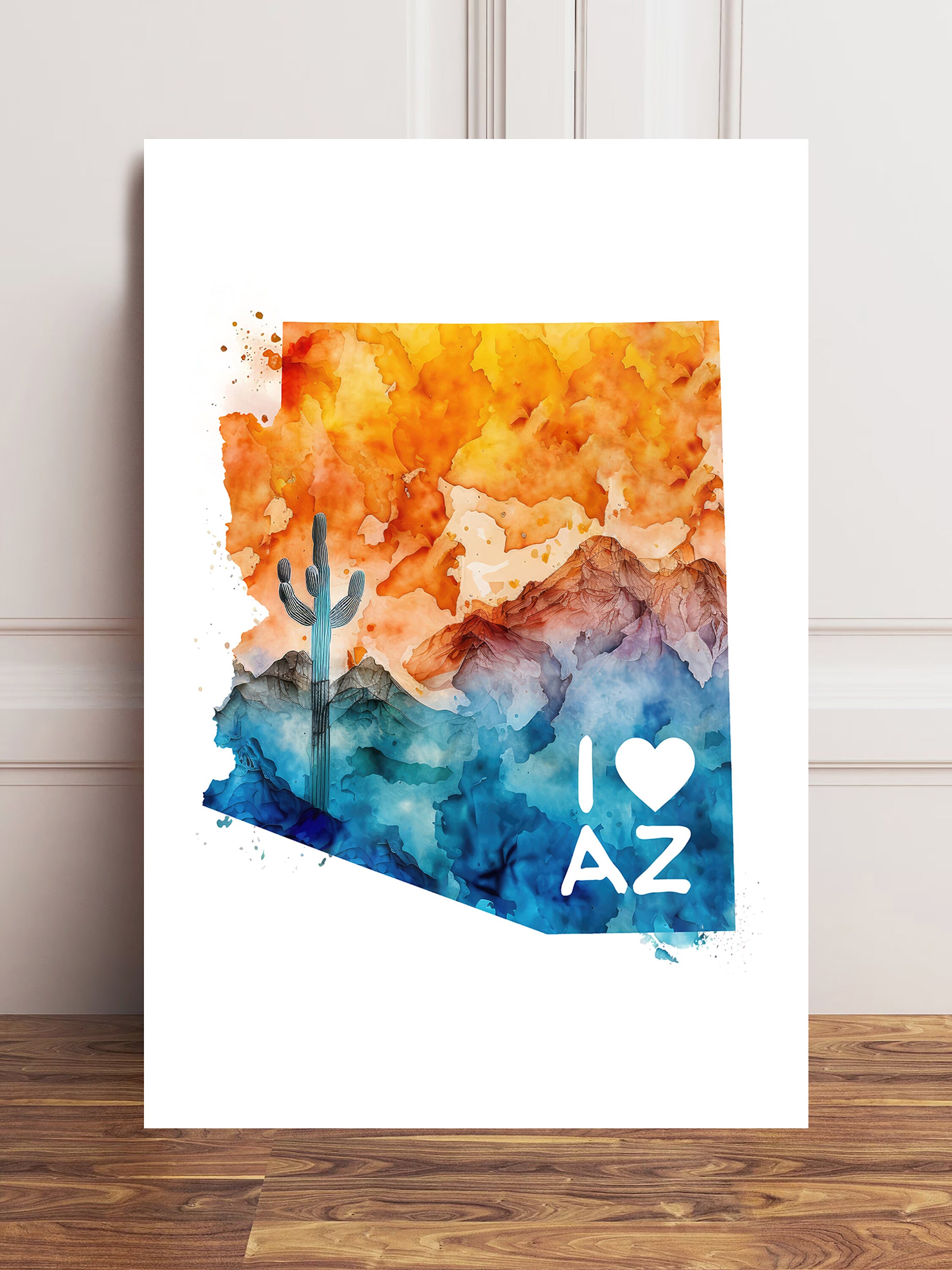 Arizona State Map Wall Art AZ Sonoran Desert Print Southwest - Etsy
