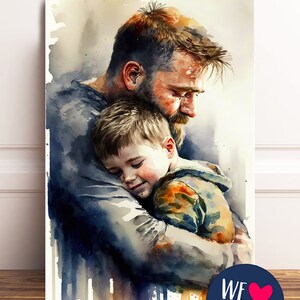 Father Son Watercolor Painting Fathers Day Gift for Him Print Cute Dad ...