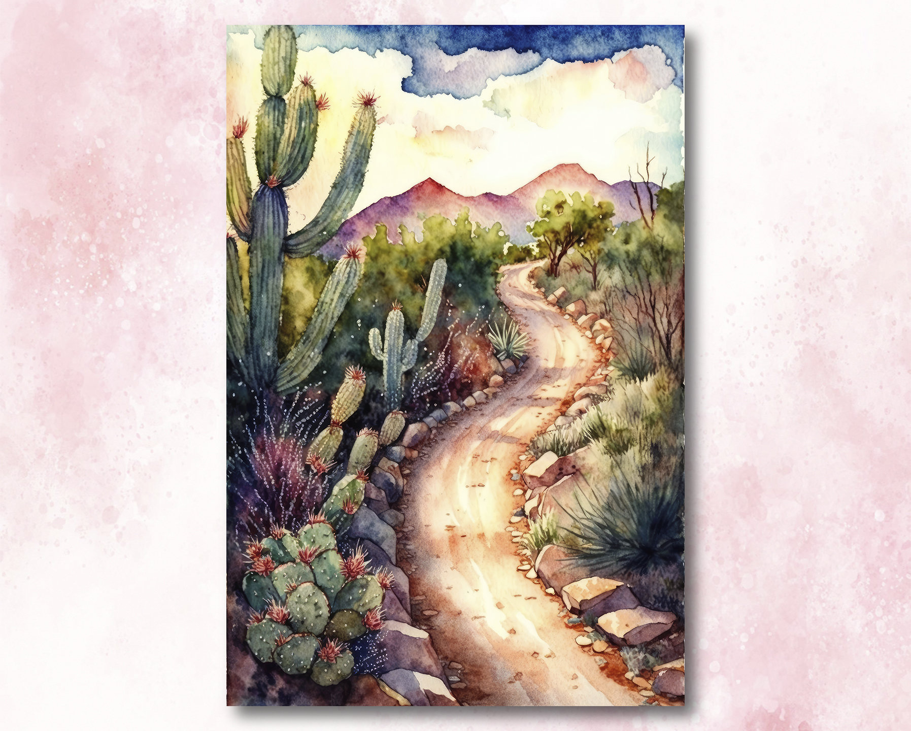 Watercolor Desert Landscape Paintings