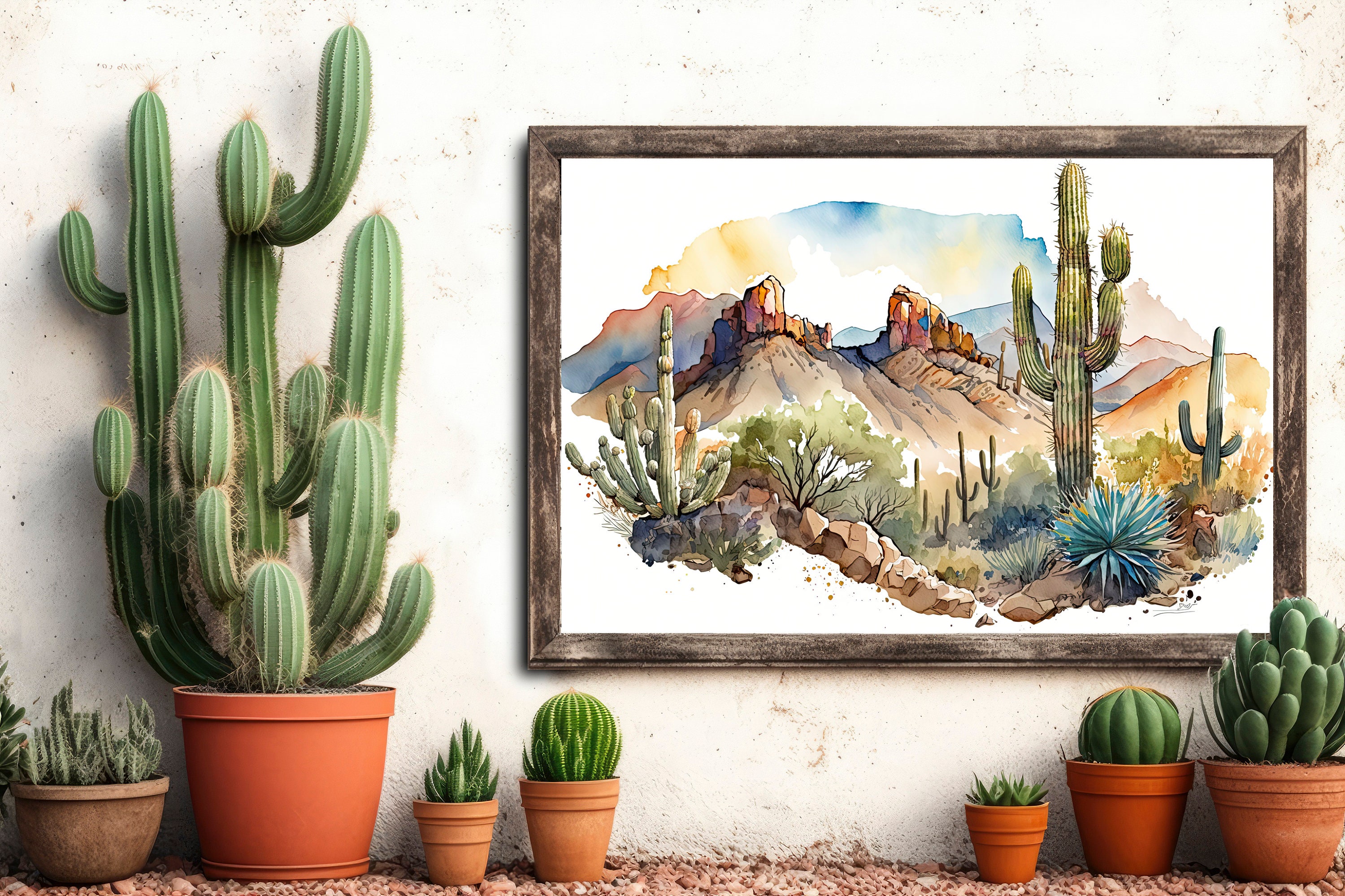 Desert Landscape Print Colorful Watercolor Wall Art Southwest - Etsy