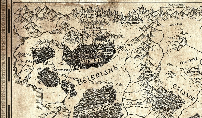 Beleriand Middle Earth Map Illustration Print Lord of the - Etsy