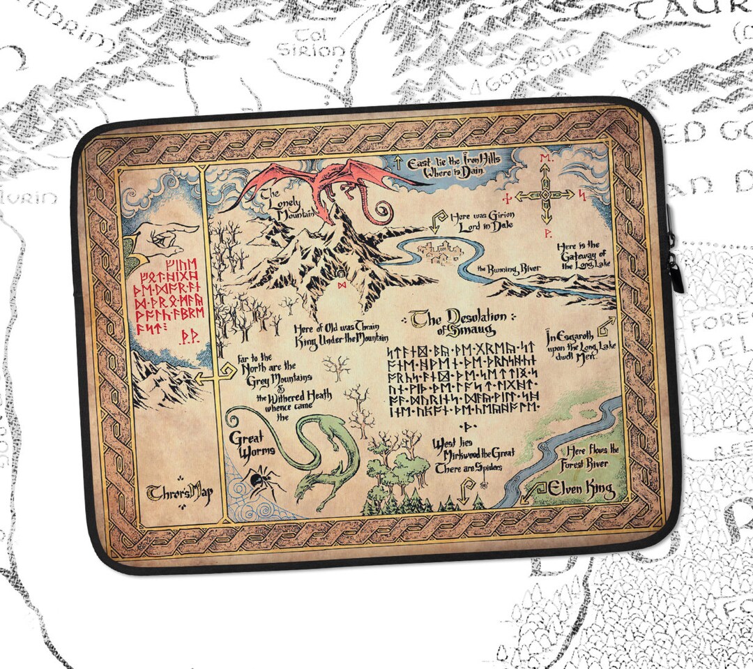 Hobbit Map Laptop Sleeve, Lord of the Rings Middle Earth Laptop Case ...