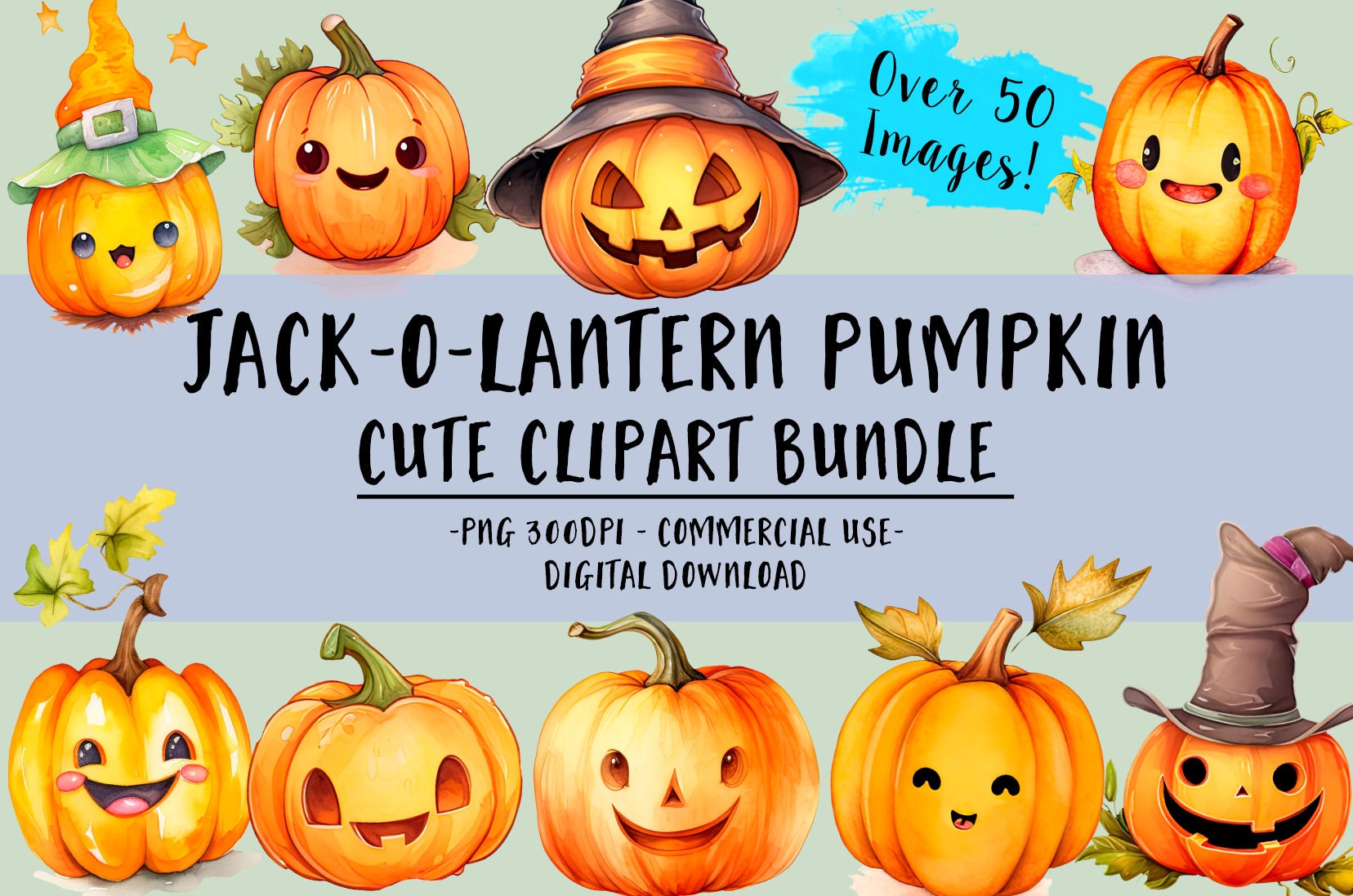 Halloween Jack O Lantern Kawaii Pumpkin PNG Clipart Bundle - Etsy