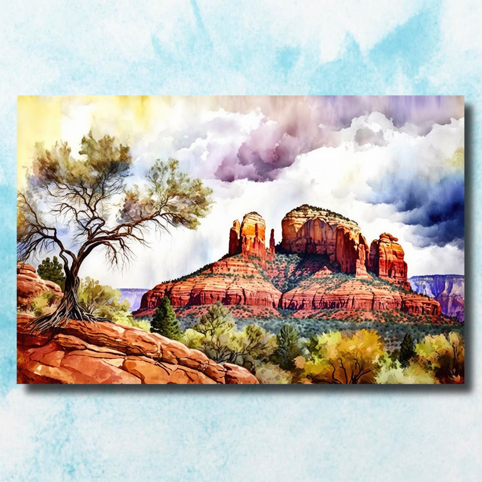 Watercolor Sedona Print Arizona Southwest Wall Art Landscape - Etsy