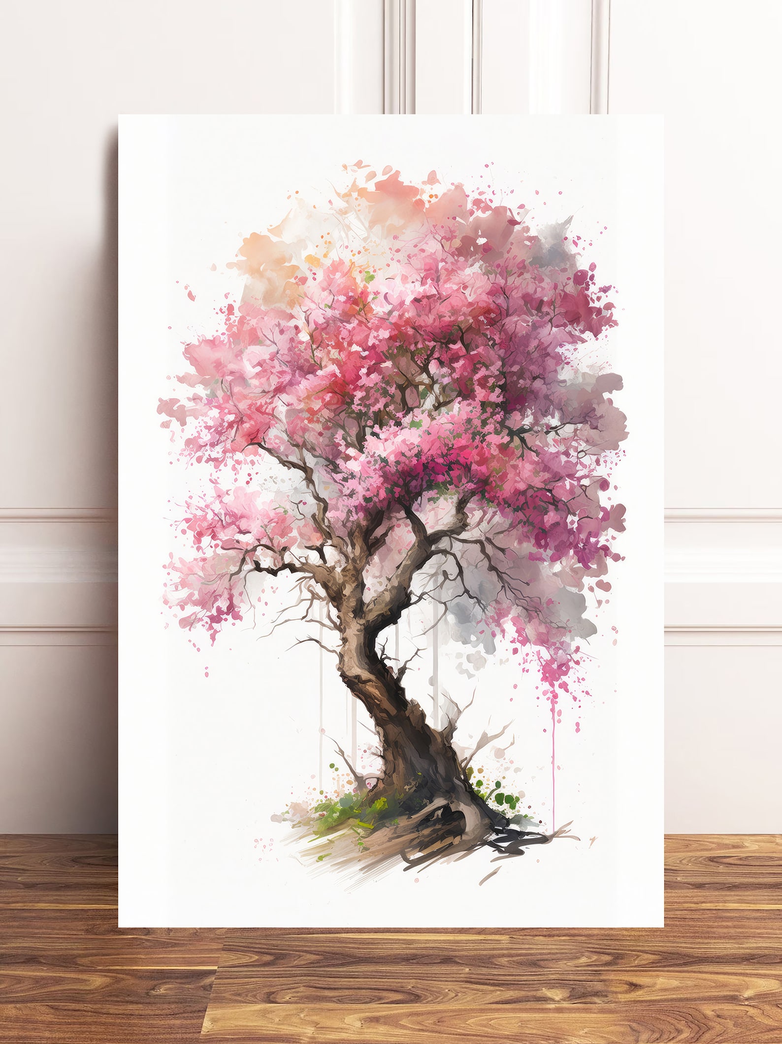 Japanese Pink Sakura Cherry Blossom Bonsai Tree Wall Art Asian - Etsy