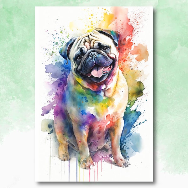 Pug Watercolor - Etsy