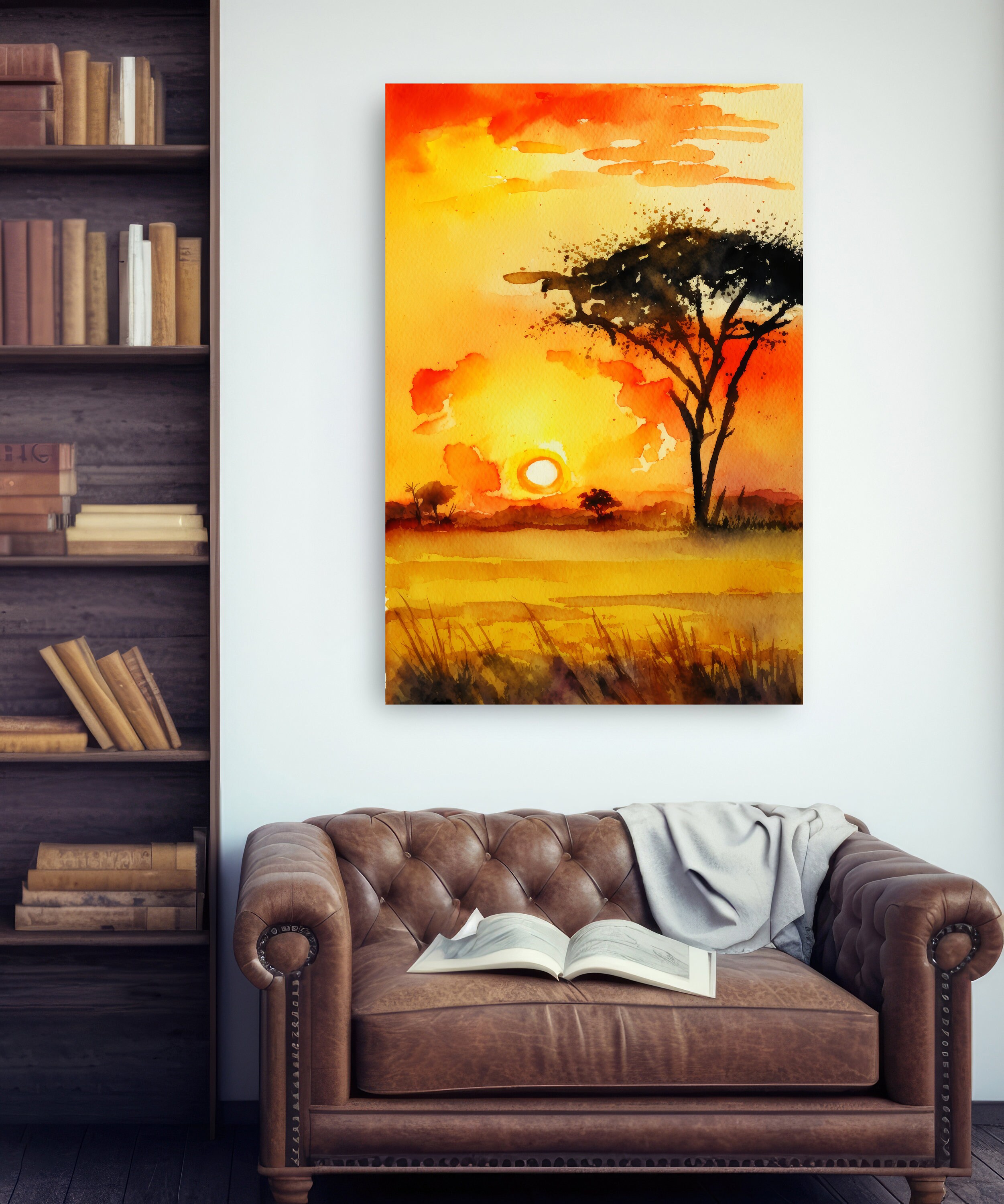 African Serengeti Sunset Wall Art Safari Print Africa Savanna ...