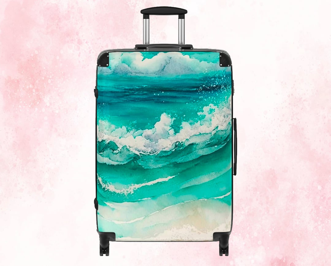 Tropical Beach Ocean Waves Travel Suitcase Premium Hard-shell Durable ...