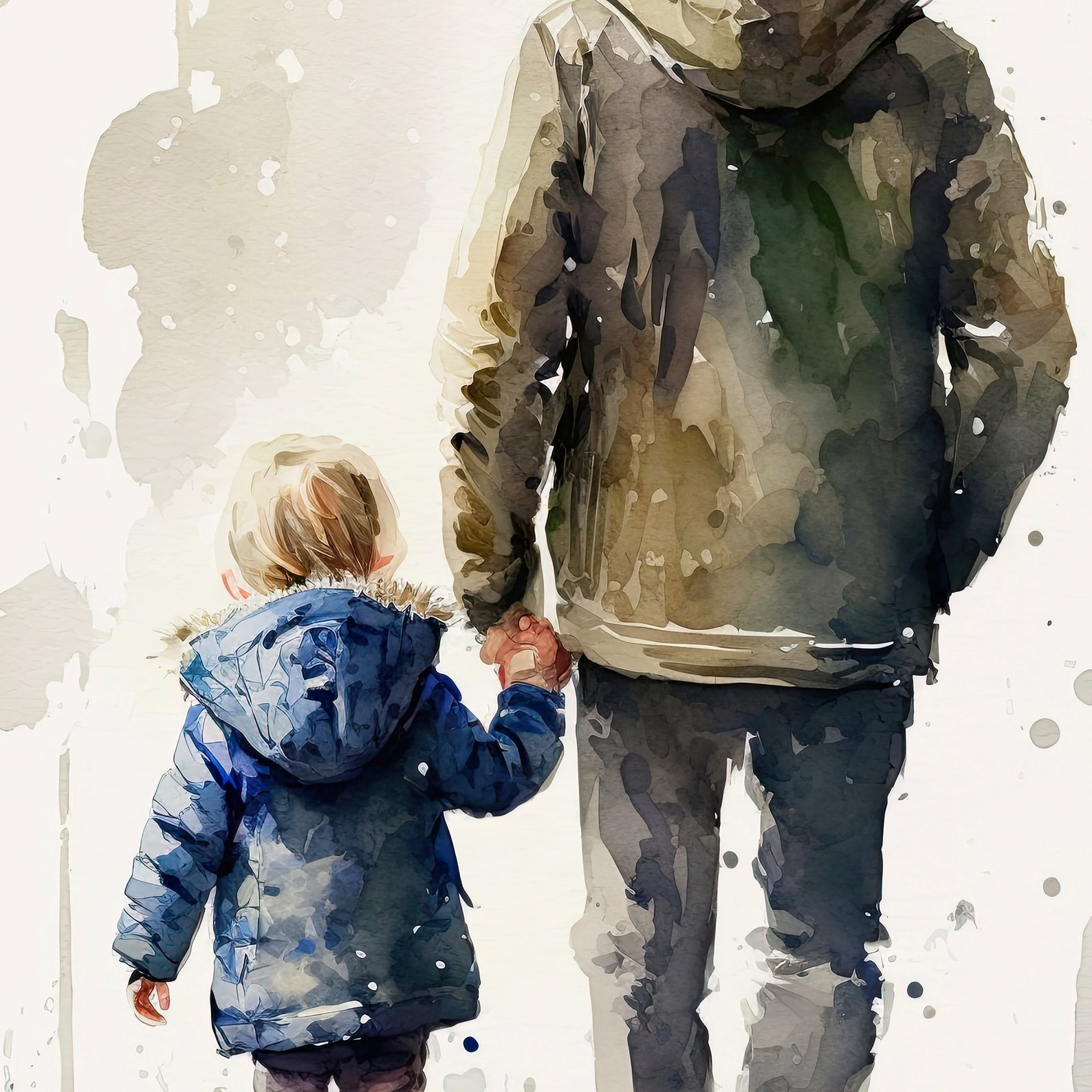 Father Son Watercolor Painting Fathers Day Gift for Him Print Cute Dad ...