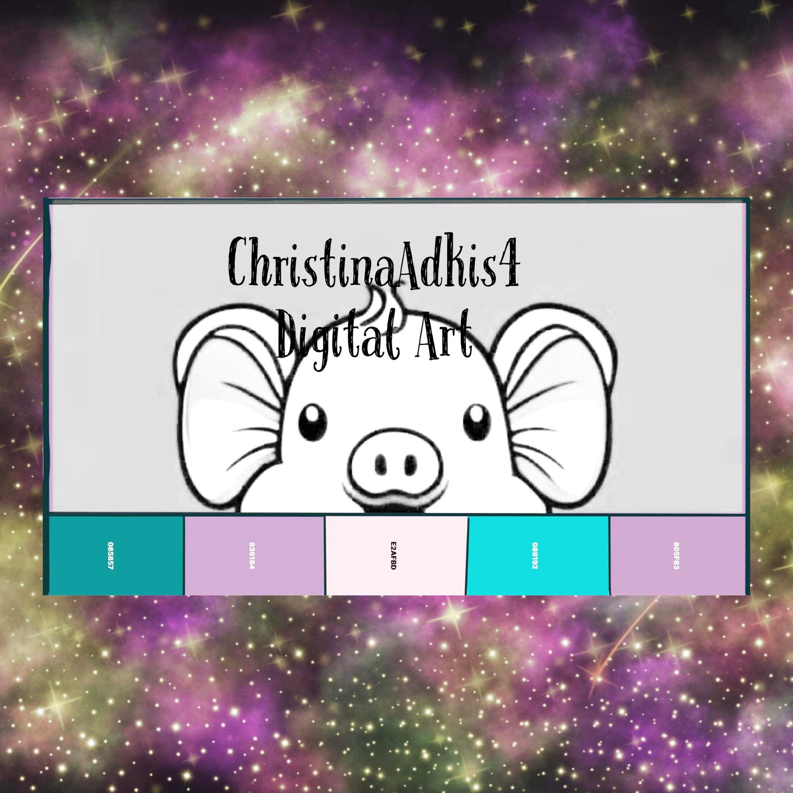 Color Palette Piggy Picture With Digital Coloring Hex Codes - Etsy