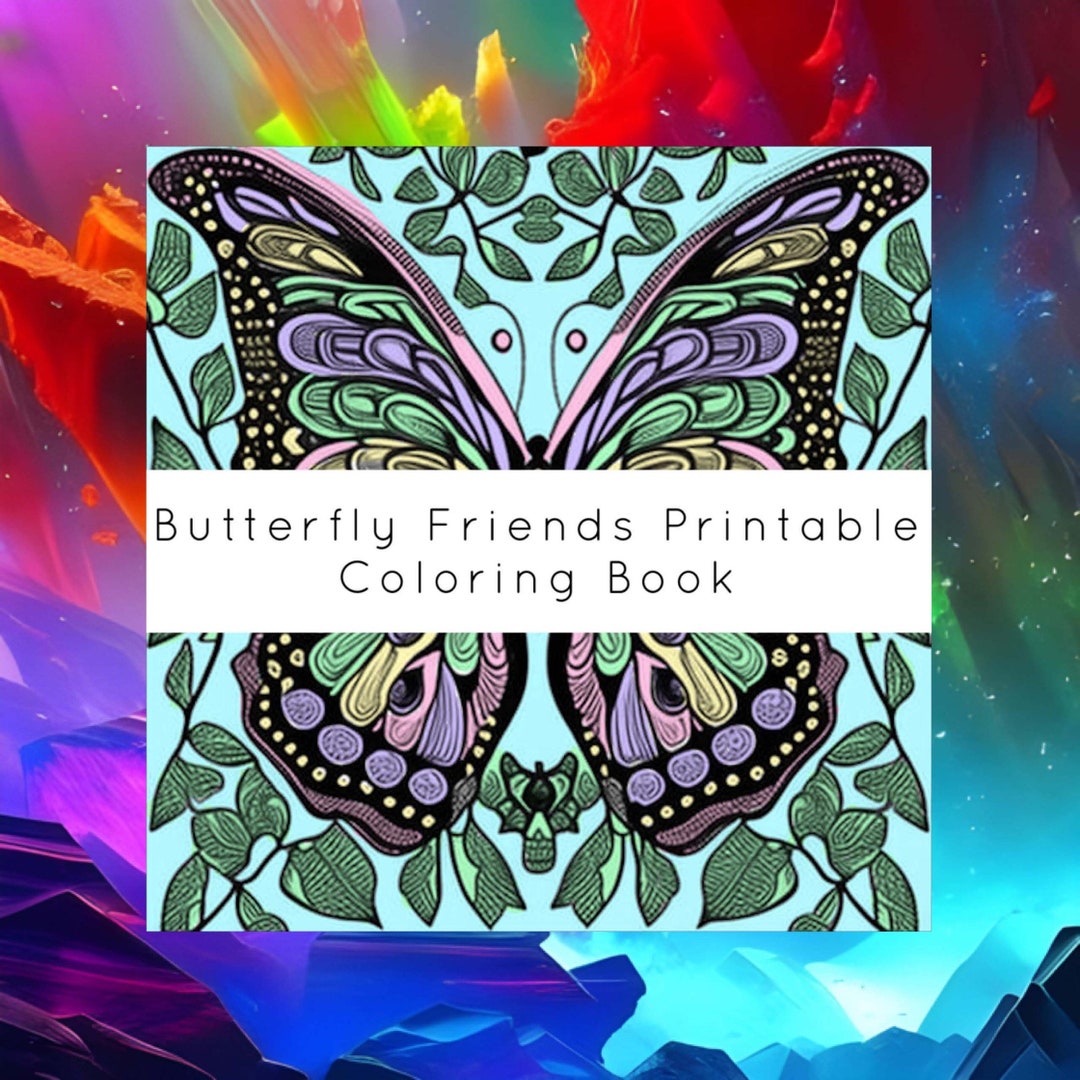 Butterfly Friends Printable Grayscale Coloring Book - Etsy