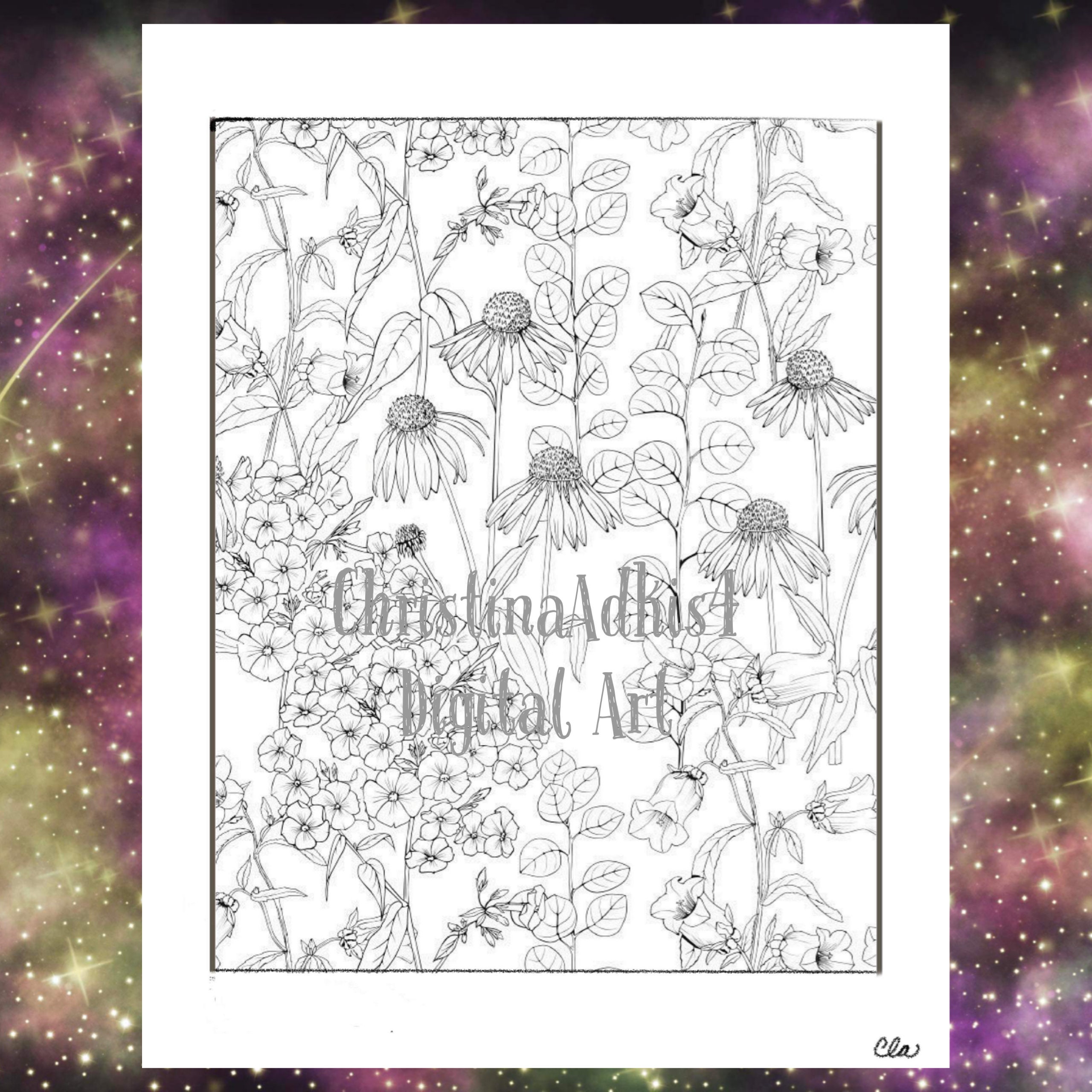 Wildflower Line Drawing Coloring Page - Etsy Australia