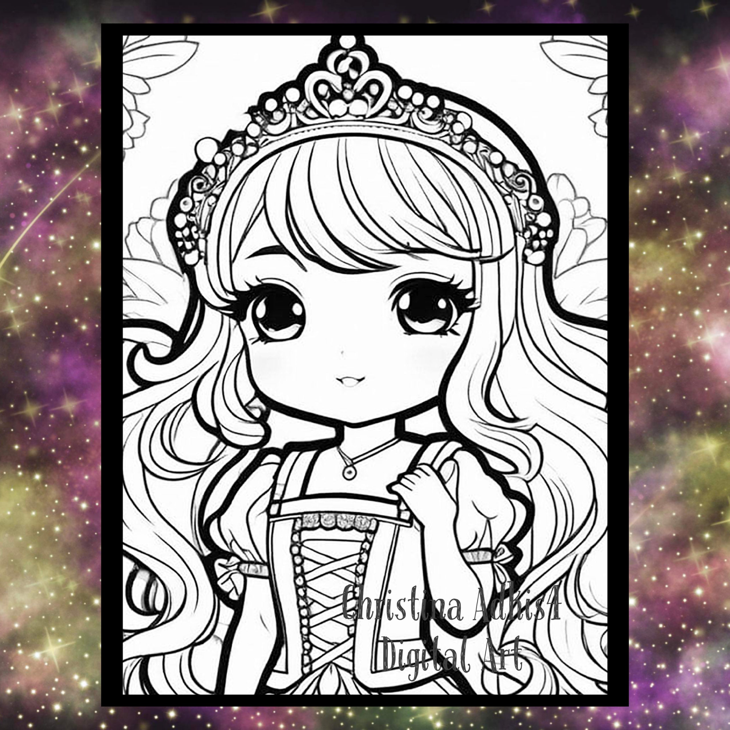 Simple Grayscale Princess Coloring Pages Set of Six - Etsy