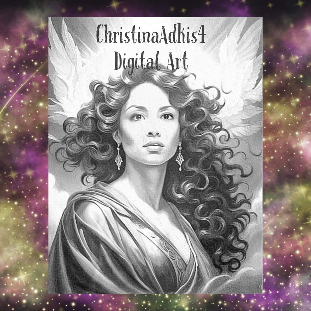 Beautiful Spanish Angel Woman Grayscale Coloring Page - Etsy