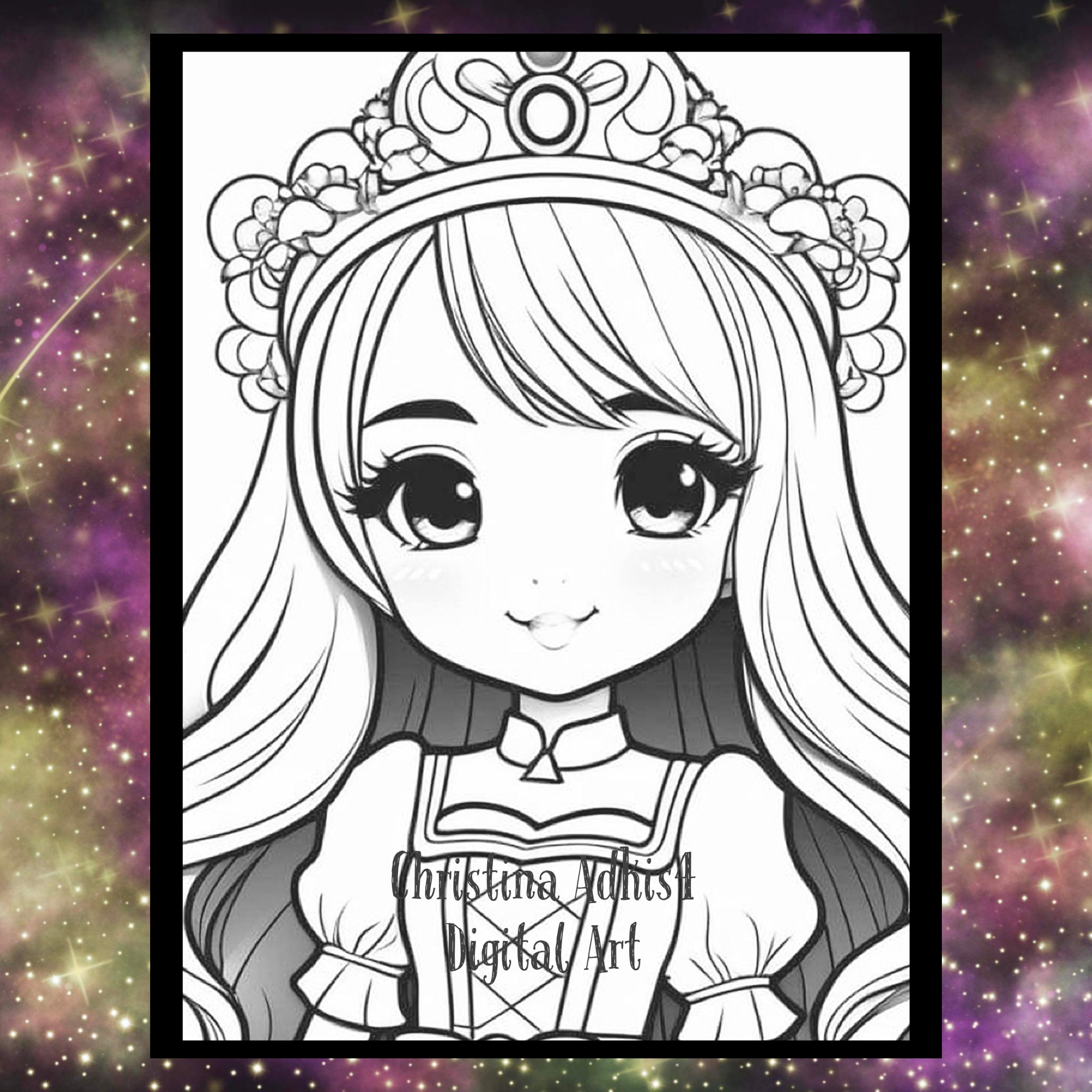 Simple Grayscale Princess Coloring Pages Set of Six - Etsy