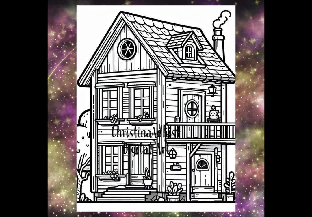 Cozy Homes Coloring Pages Set of Four - Etsy