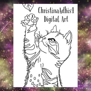 Set of Three Line Drawing Kitten and Cat Digital Printable Coloring ...