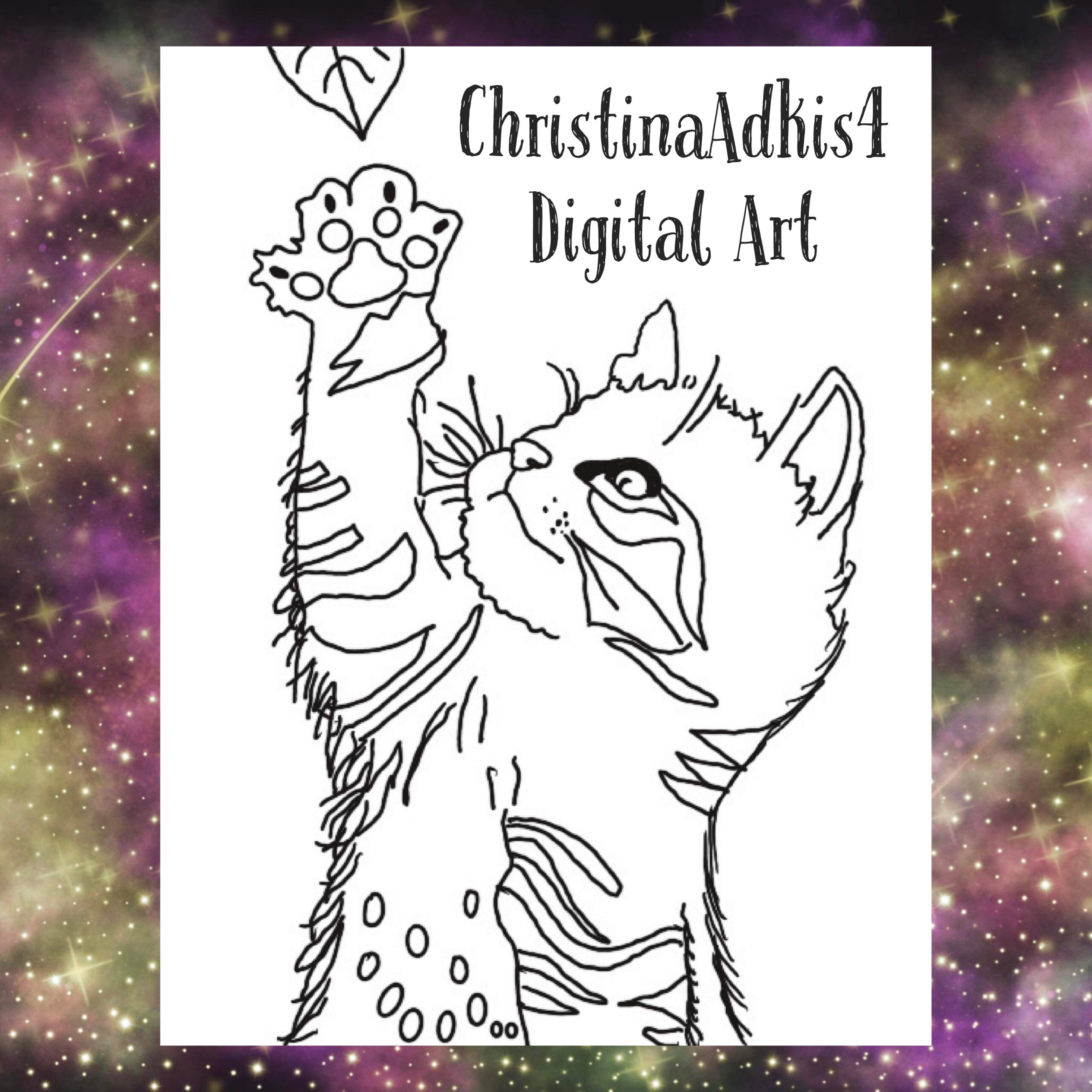 Set of Three Line Drawing Kitten and Cat Digital Printable Coloring ...