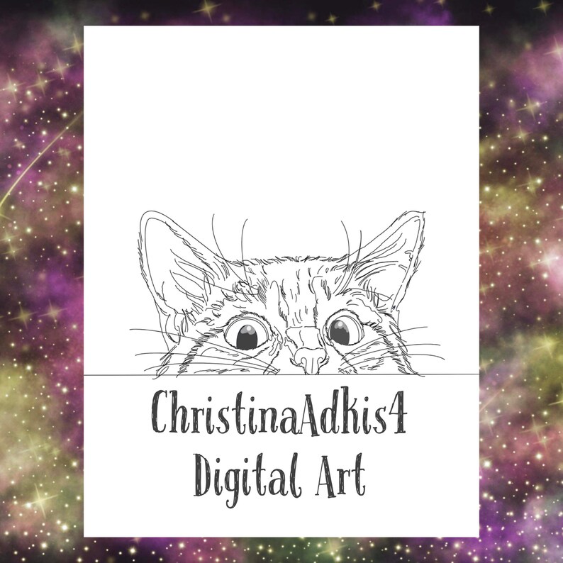 Set of Three Line Drawing Kitten and Cat Digital Printable Coloring ...